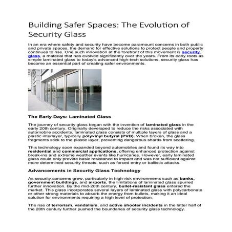 Building Safer Spaces: The Evolution of Security Glass | PDF