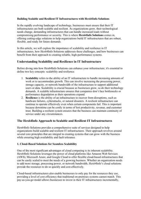 Building Scalable And Resilient It Infrastructures With Hex64info