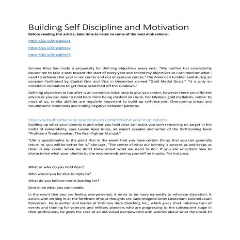 Building self discipline and motivation | PDF
