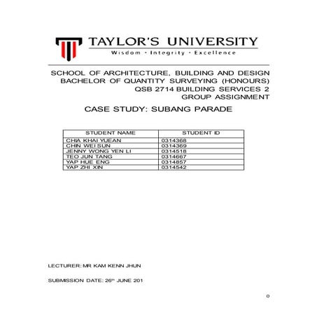 Building services report subang parade | PDF