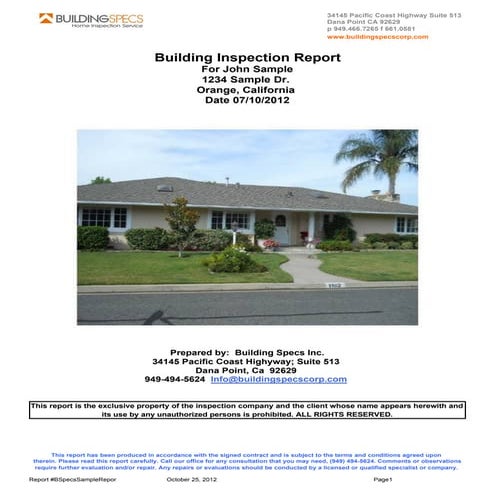 Building Specs Sample Report | PDF