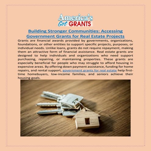 Building Stronger Communities - Accessing Government Grants for Real ...