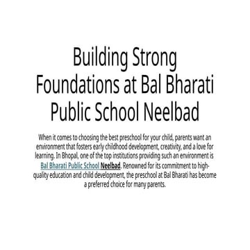 Overview of Bal Bharati Public School Neelbad A Leading CBSE ...