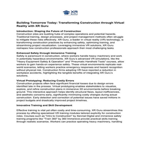 Building Tomorrow Today Transforming Construction through Virtual ...