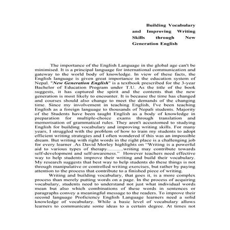 Building vocabulary and improving writing skills through new generation ...