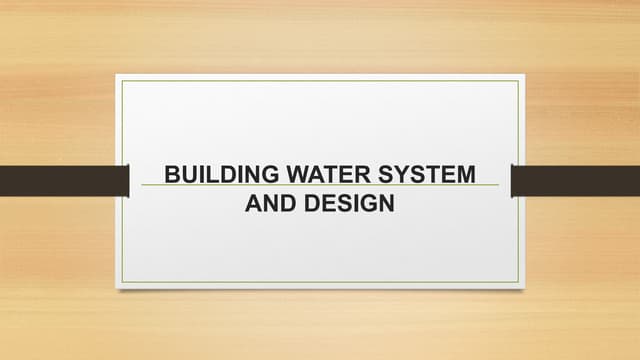 Water distribution system _ Building Utilities - Plumbing and ...PPT-BU ...
