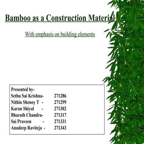Use of Bamboo in Sustainable Building | PPT