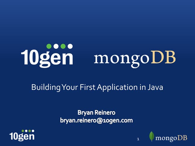 Building your first Java Application with MongoDB | PPT Building your first Java Application with MongoDB | PPT