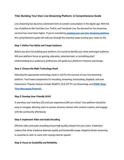 Learn how to build a live streaming app. | PDF