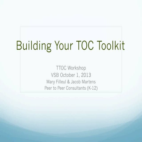 Building Your Toc Toolkit | PDF