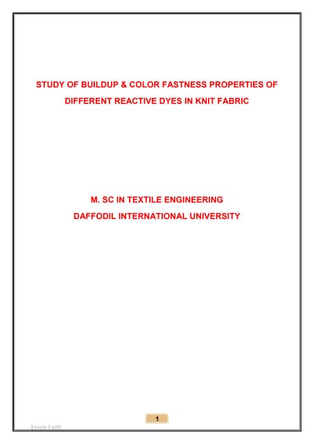 Reactive Dye (Full PDF) | DOCX