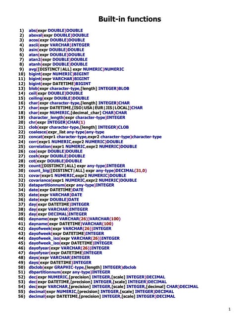 Sql Server Built In Function Pdf