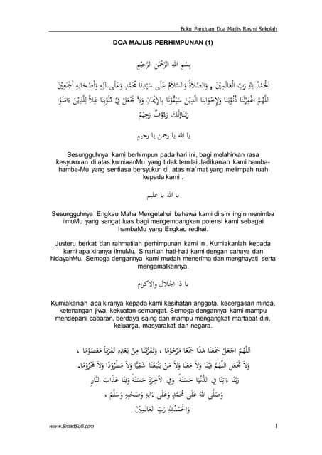 Doa doa majlis rasmi sekolah spim jps | PDF