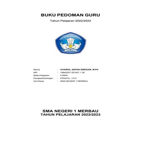 Buku Pedoman Guru Chairul Aspan dsdfgsdf | PDF