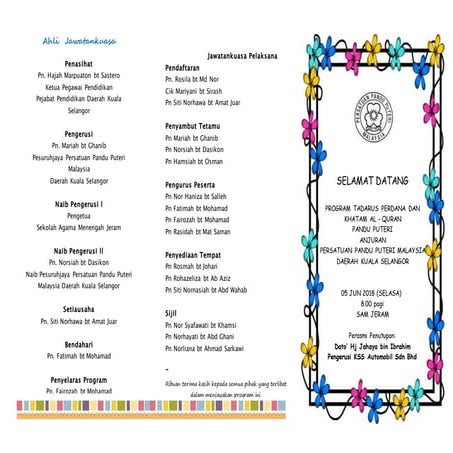Buku program tadarus pandu puteri 2018 | DOCX
