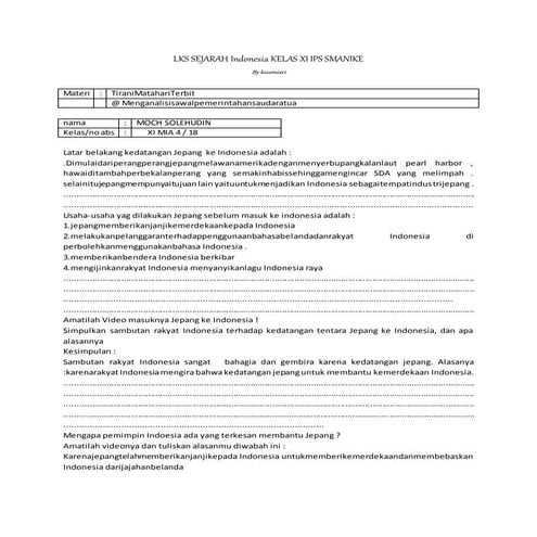 MASUKNYA JEPANG KE INDONESIA | DOCX