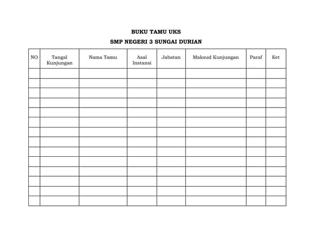 FORMAT BUKU KUNJUNGAN UKS | DOCX
