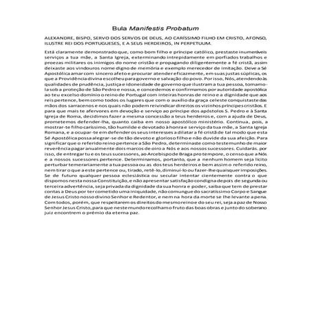 Bula Manifestis Probatum Traduzida | DOCX