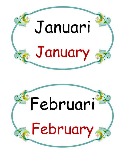 Senarai nama bulan dalam setahun | DOCX