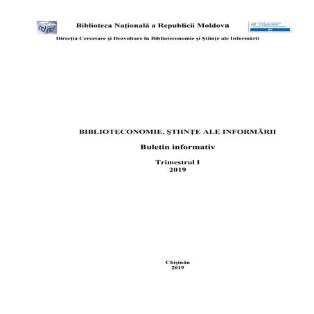 Biblioteconomie. Științe ale Informării. Buletin informativ. 2019 ...