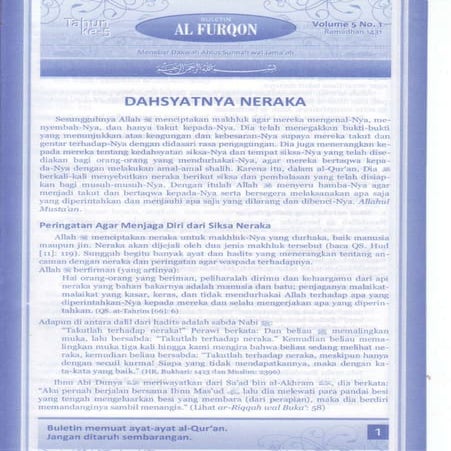 Buletin jumat al furqon tahun 05 volume 05 nomor 01 dahsyatnya neraka | PDF