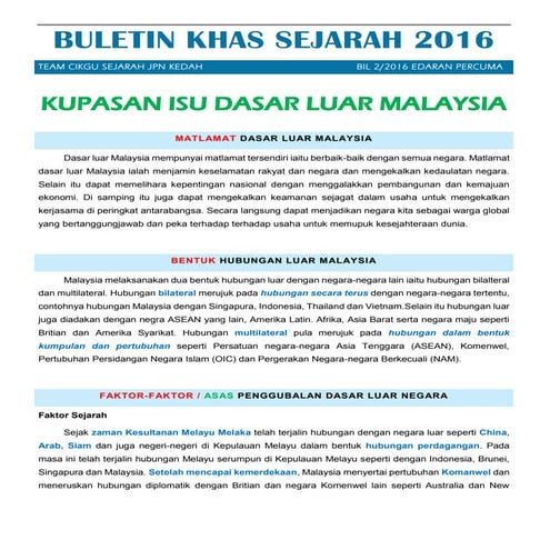 Buletin Khas Sejarah K3 2016 | PDF