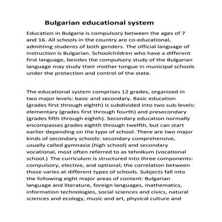 Bulgarian educational system (2) | DOC