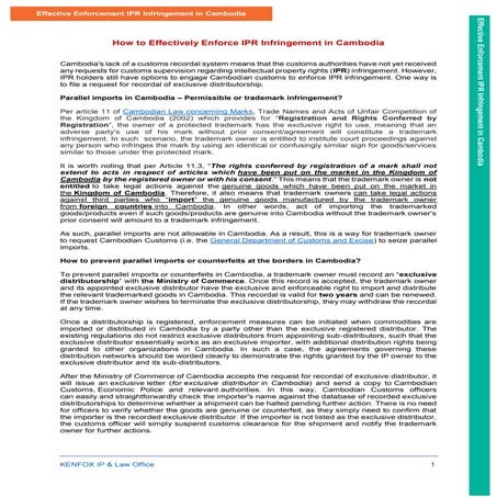 How to Effectively Enforce IPR Infringement in Cambodia.pdf