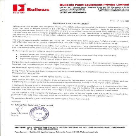 Bullows Paint Equipment Private Ltd Testimonial | PDF