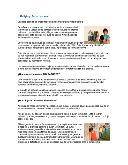 Es Una Hoja De Trabajo Sobre Acoso Escolar Discurso De Violencia