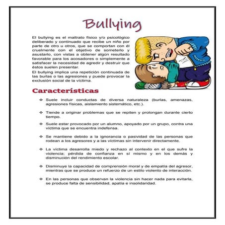 Causas Y Consecuencias Del Acoso Escolar O Bullyingdocx La Triste