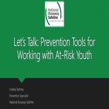 Let's Talk: Prevention Tools for Working with At-Risk Youth | PPTX
