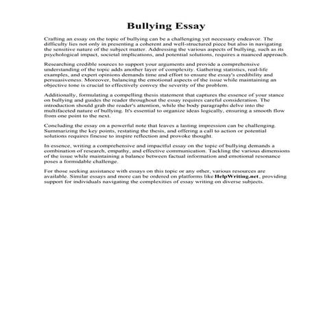Bullying Essay | PDF
