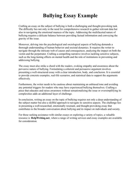 Essays Speech About Bullying.pdf | Education