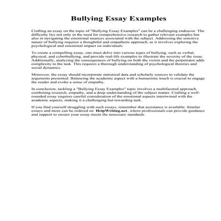 Types Of Bullying Essay. Kettering College | PDF