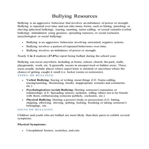 Types of Bullying | PPTX