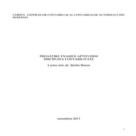 Bunea stefan pregatire examen aptitudini contabilitate | PDF