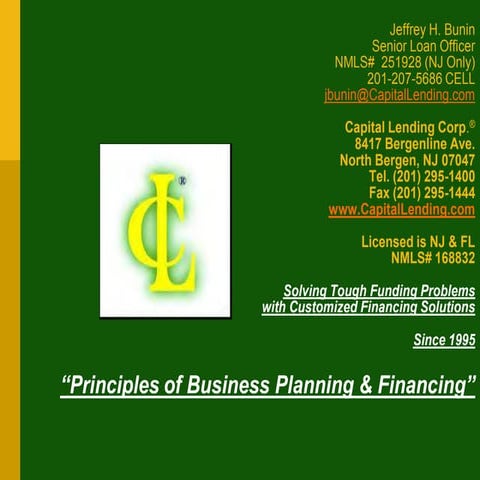 Principles of Business Planning and Financing | PDF