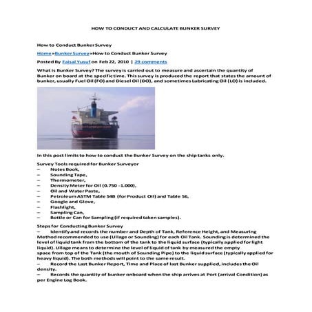 Bunker survey calculation | DOCX