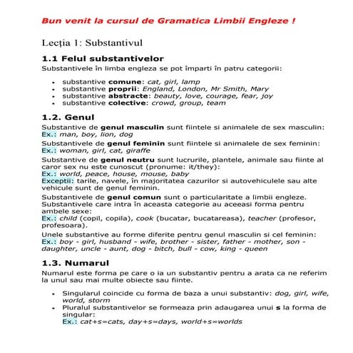 gramatica limbii engleze | DOC