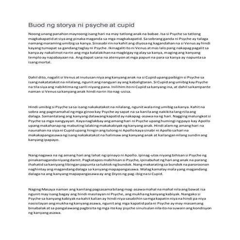 Buod ng storya ni psyche at cupid | DOCX