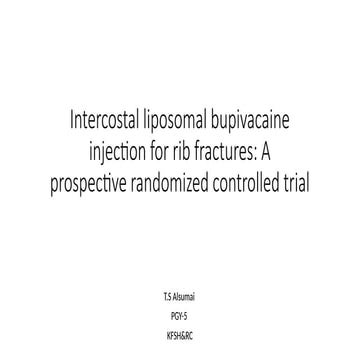Intercostal liposomal bupivacaine injection for rib fractures: A ...