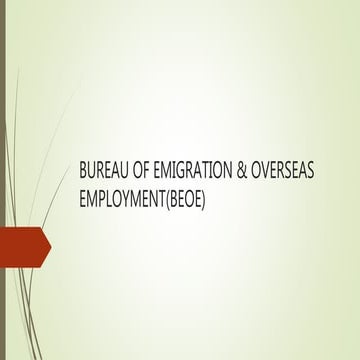 Bureau of emigration & overseas employment(beoe) | PPTX