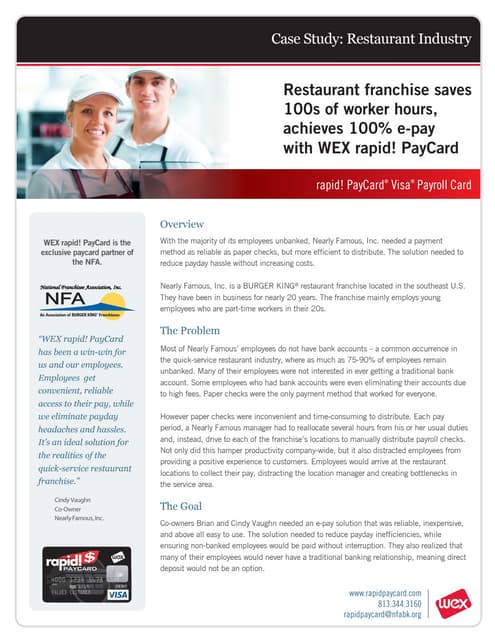Case study-wendys franchise rapid! PayCard | PDF