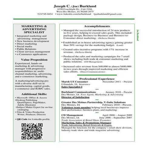 Burklund resume13qr | PDF