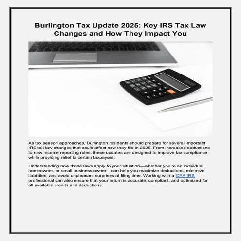 Burlington Tax Update 2025: Key IRS Tax Law Changes and How They Impact ...
