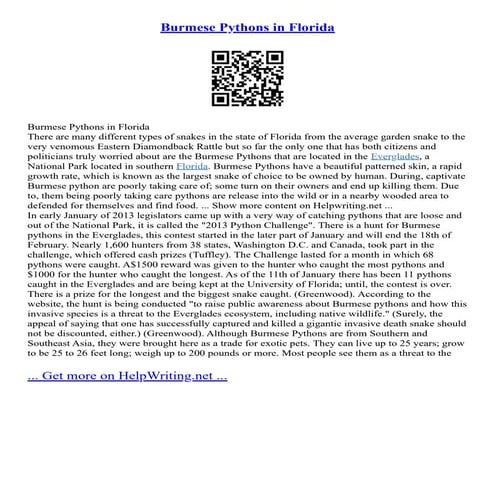 Burmese Pythons In Florida | PDF