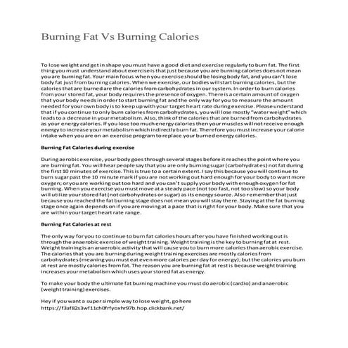 Burning Fat Vs Burning Calories Pdf