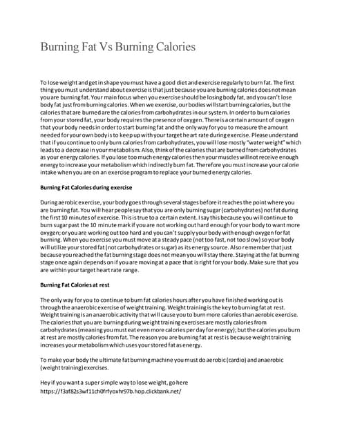 Burning Fat Vs Burning Calories Pdf