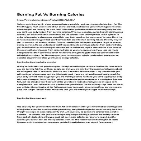 Burning fat vs burning calories | PDF